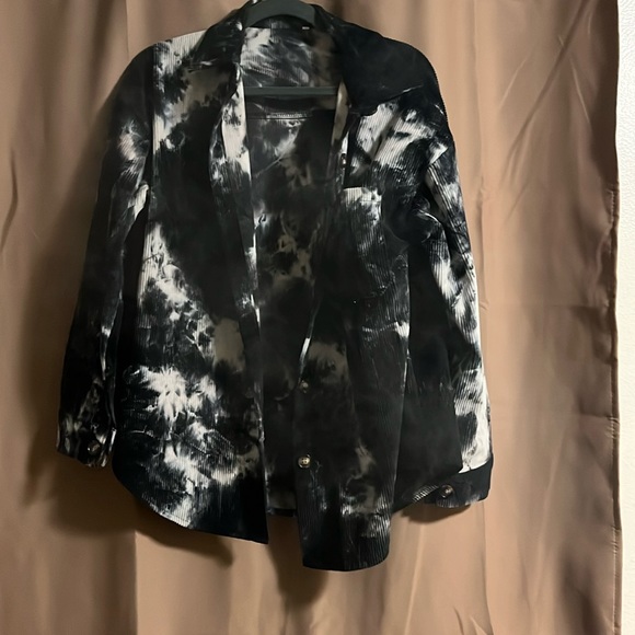 Automet | Tops | Nwot Dark Blue Black And White Corduroy Shacket Size ...